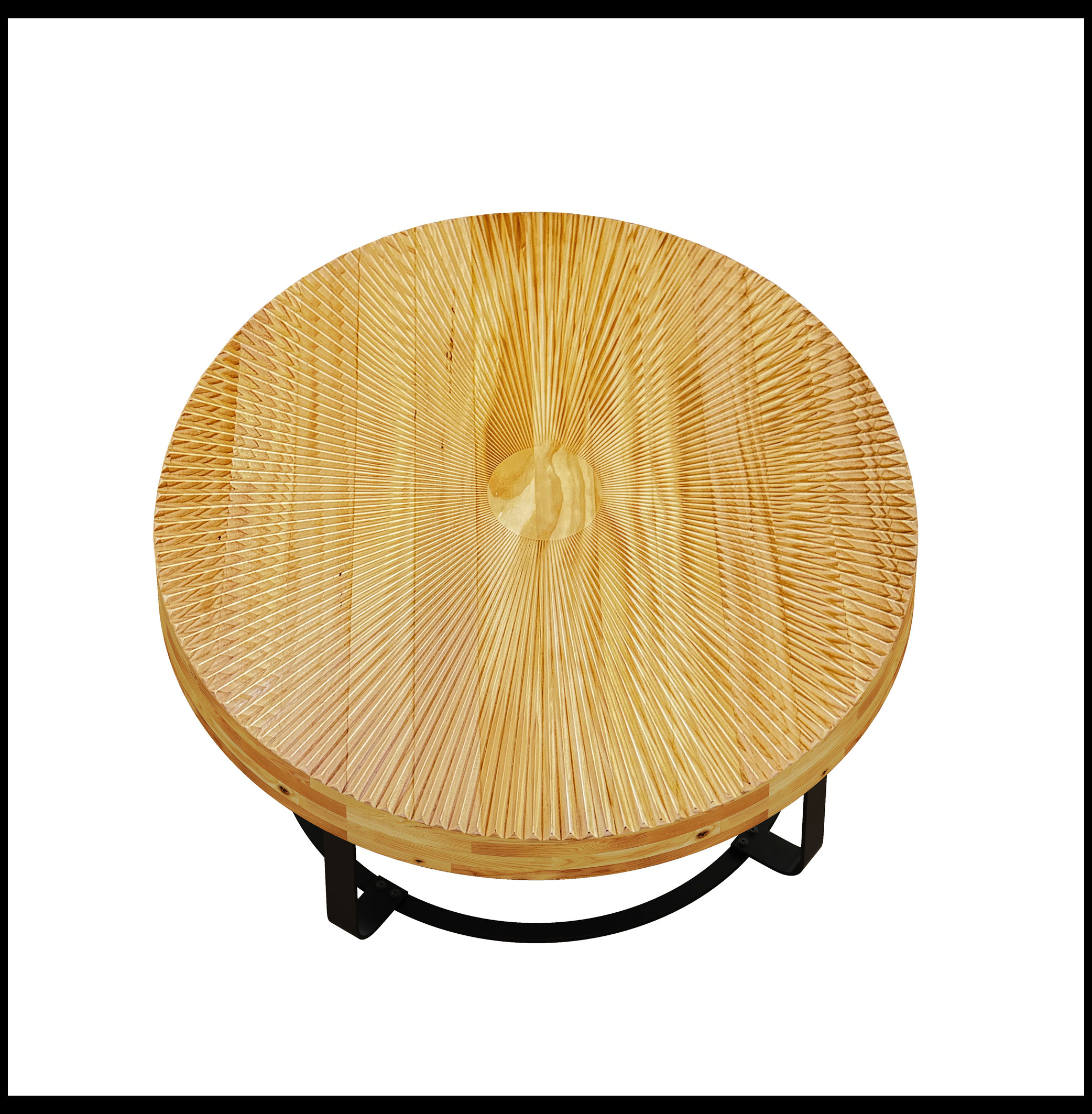 Loon Peak Modern round coffee table Wooden carving pattern coffee table ...