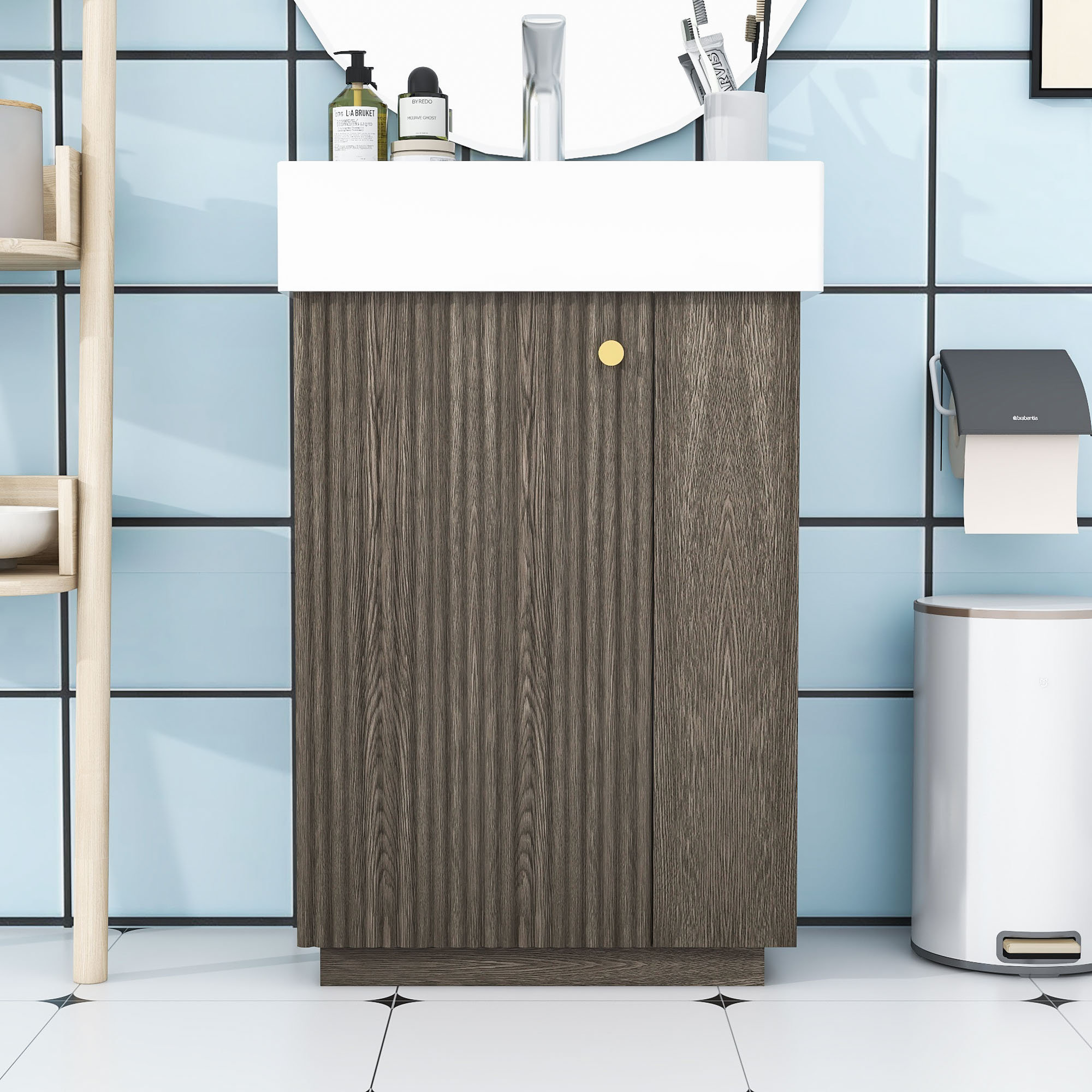Winston Porter Bathroom Vanity with Sink, Soft-Close Door and Shelves ...