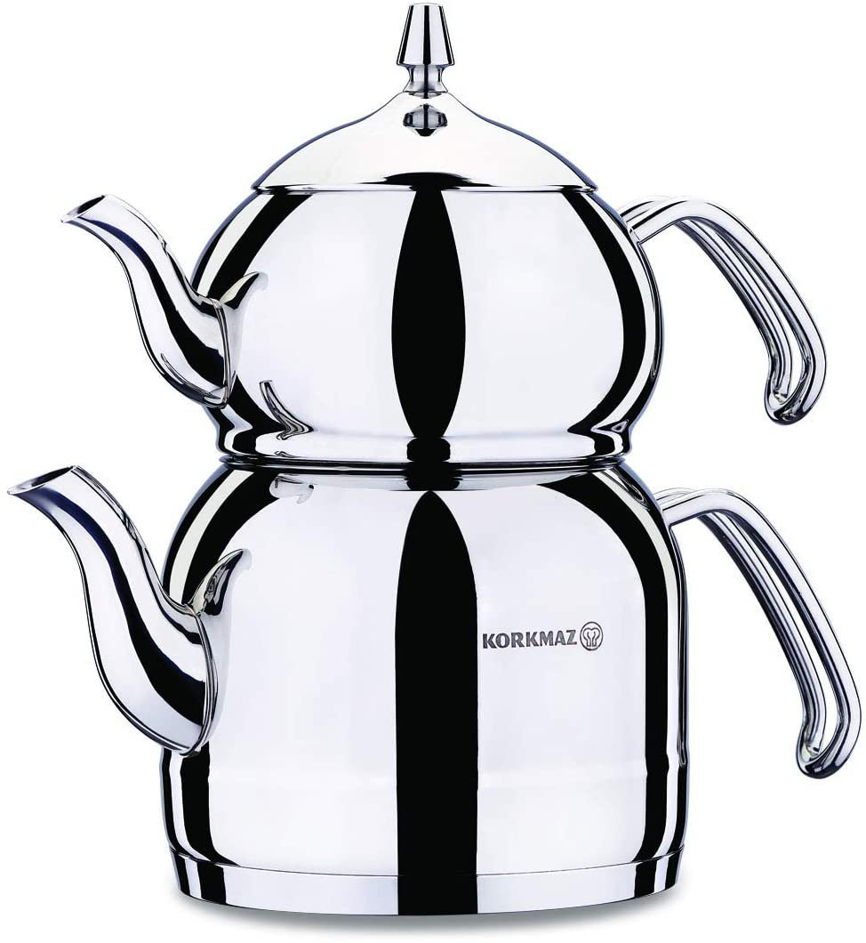 Korkmaz Efendi Turkish Tea Pot Set For Stove Top, Stainless Steel ...