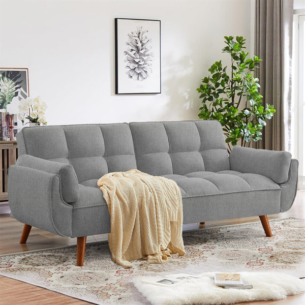 Alwyn Home Watauga 75" Futon Couch Sofa Bed with 2 Pillows for Small ...