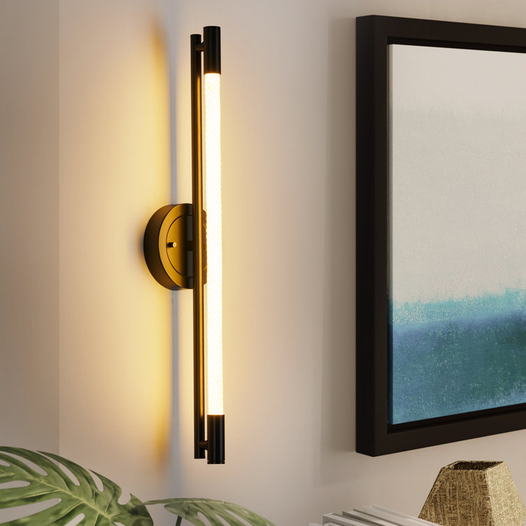 Ebern Designs Tortora Modern 1-Light Matte Black Dimmable Wall Sconce ...