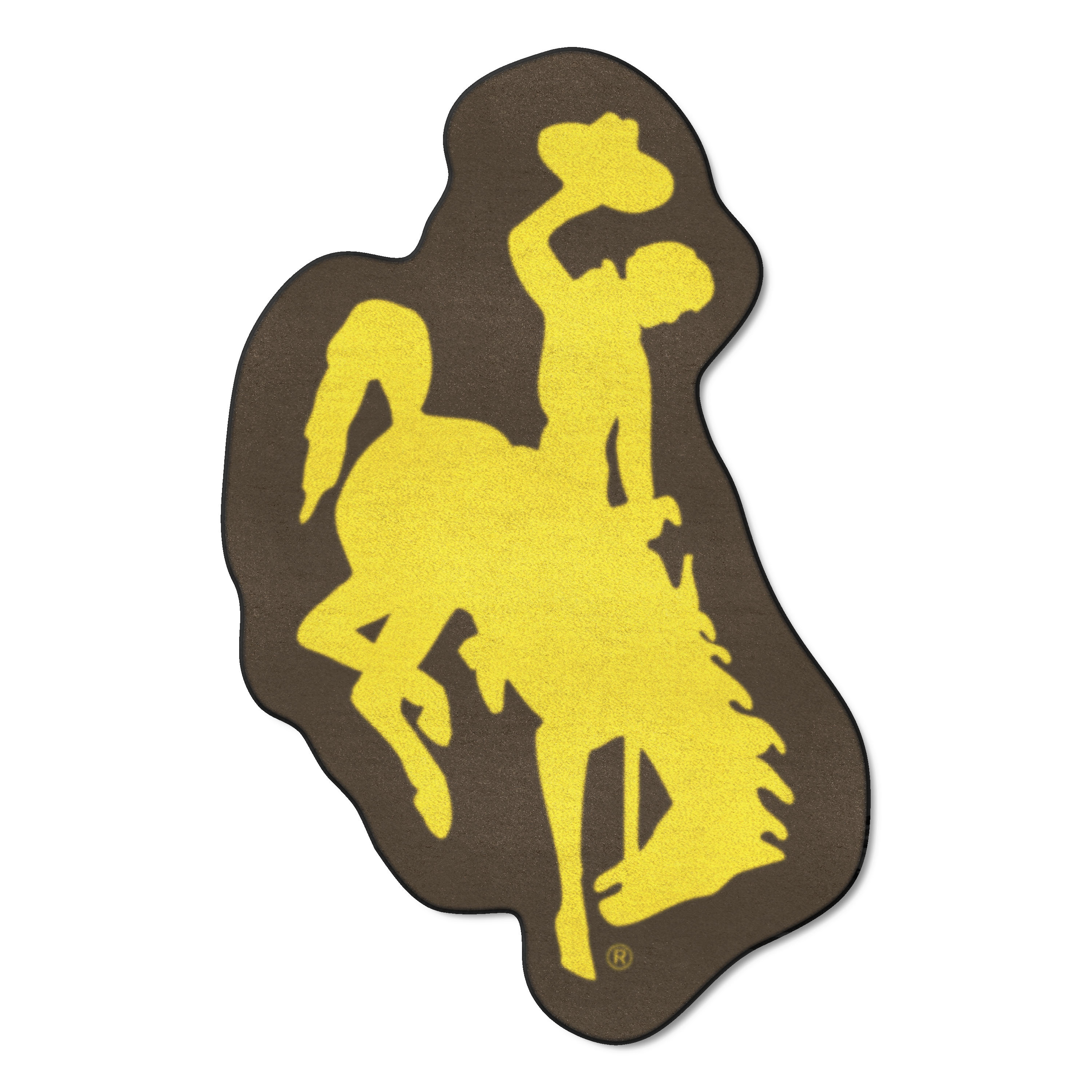FANMATS Wyoming_Wyoming Cowboys Mascot Rug Yellow Cowboy Logo | Wayfair
