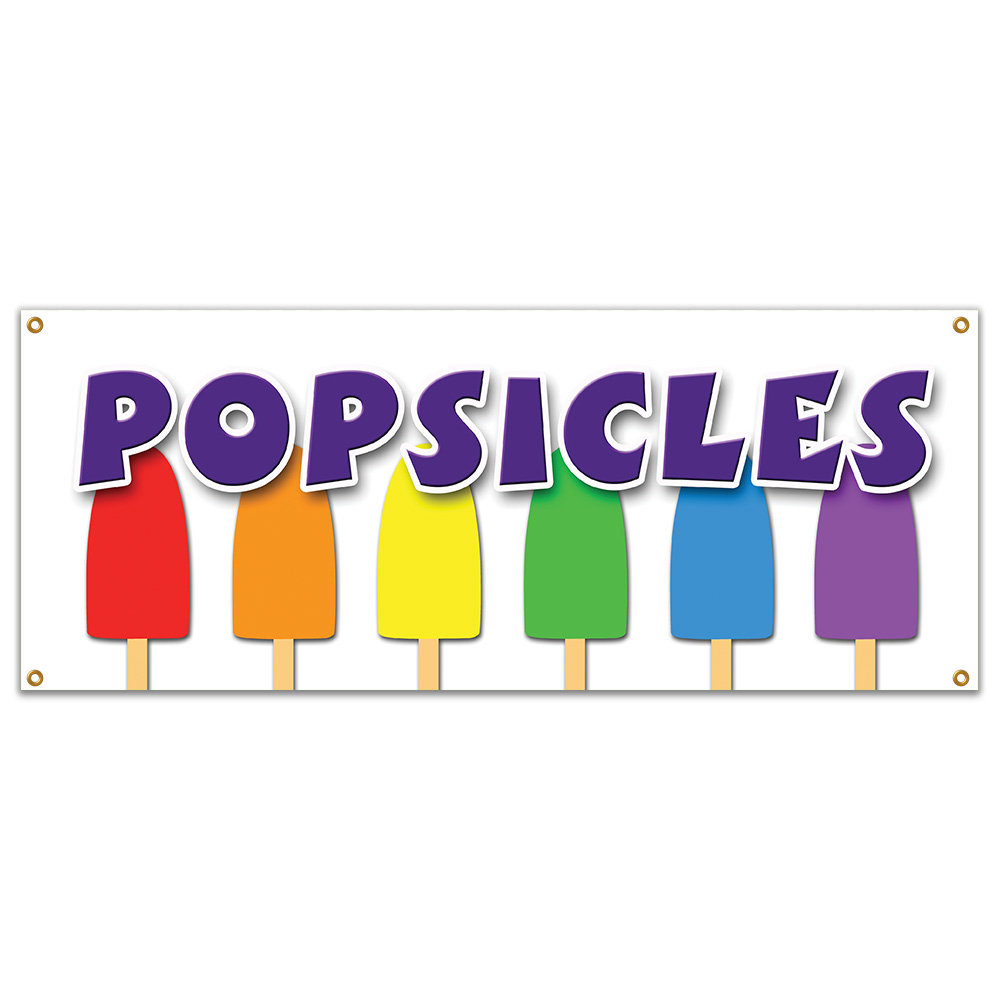 SignMission POPSICLES BANNER SIGN Sweets Frozen Fruit Dessert Ice Pop ...