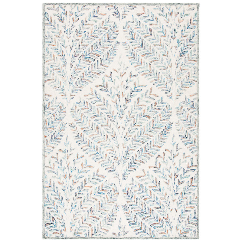 Langley Street Ikat Handmade Tufted Wool Ivory/Blue Area Rug & Reviews ...