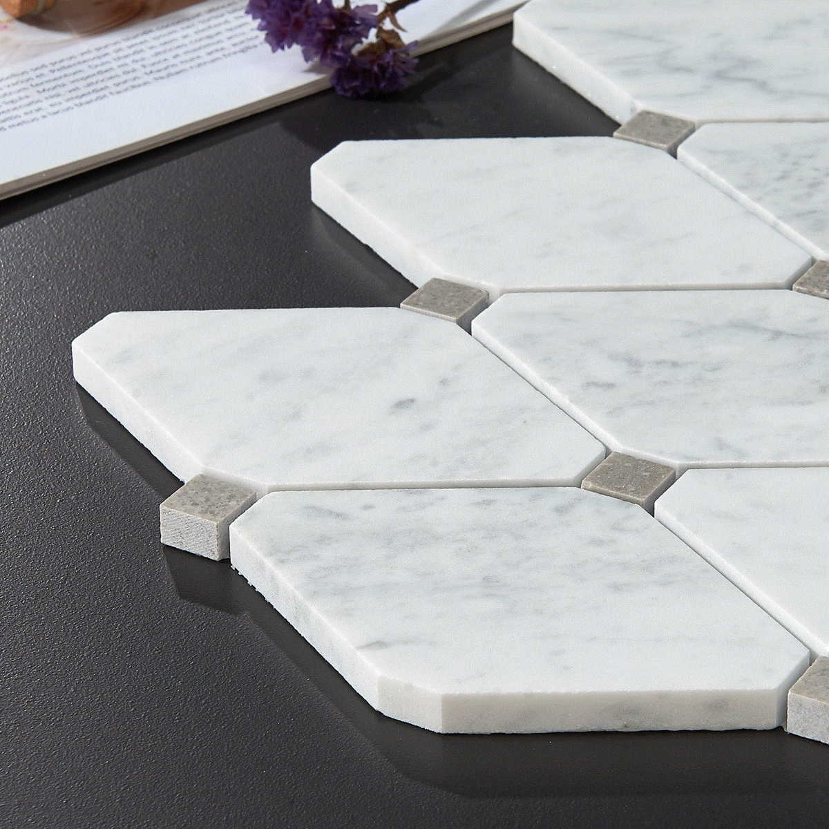 Matrix Stone USA Carrara 3" x 5" Marble Grid Mosaic Wall & Floor Tile ...
