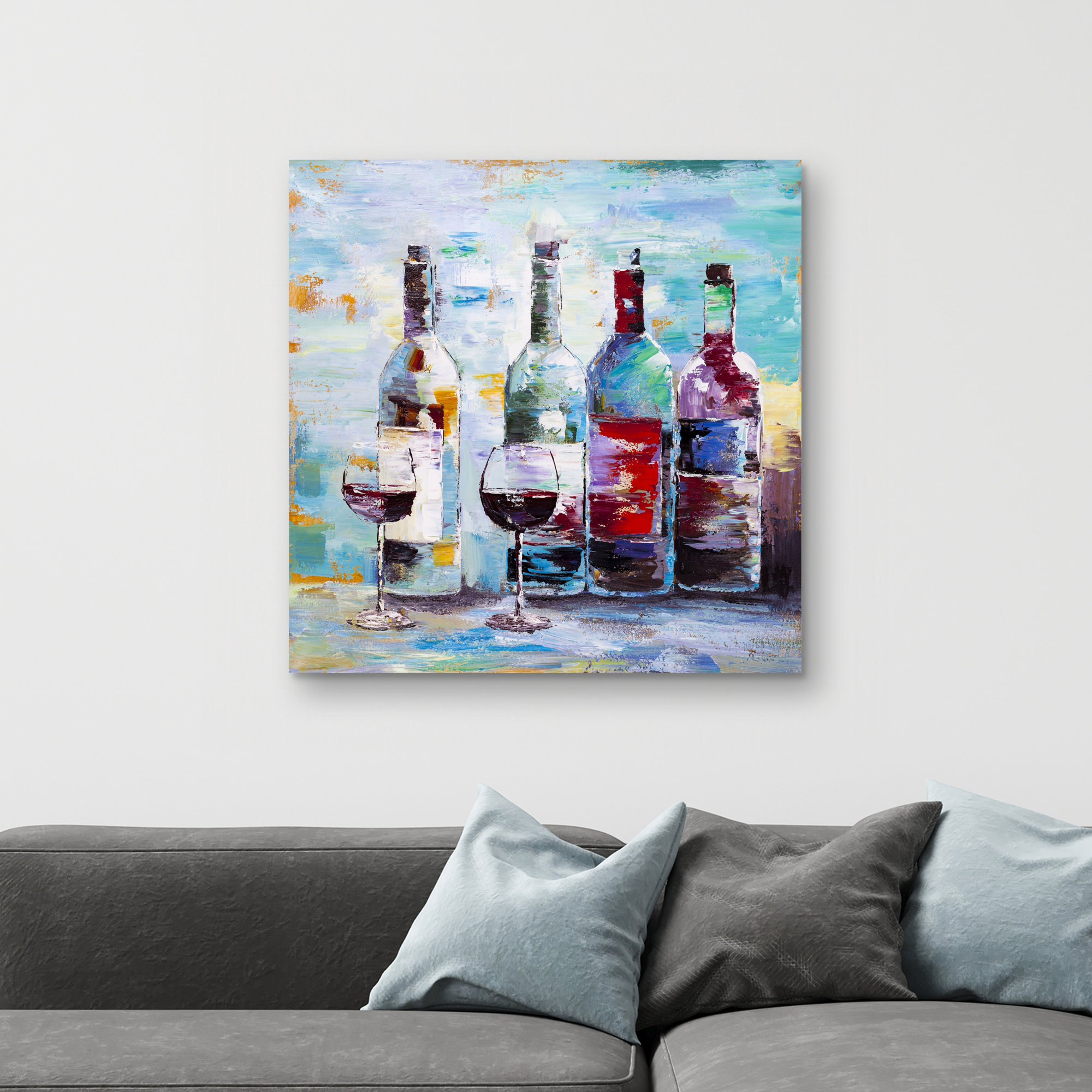 Begin Edition International Inc. Four bottles of wine - 32"x32" art on ...