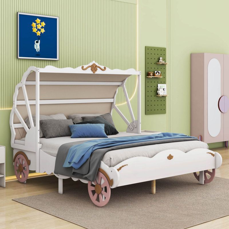 Harriet Bee Jareese Wood Platform Car Bed with 3D Carving Pattern | Wayfair