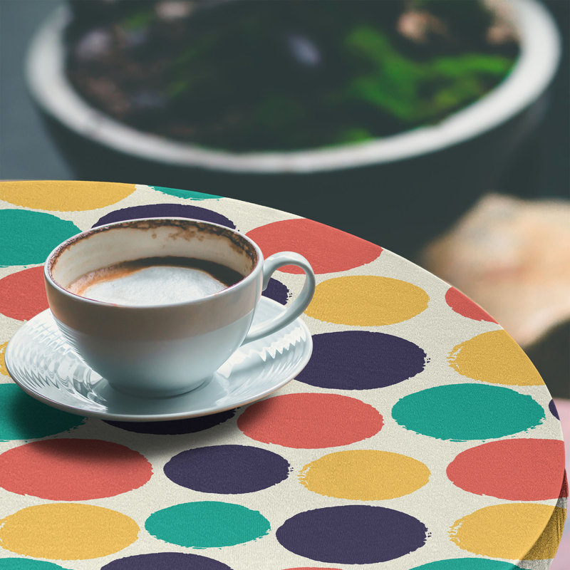 Ebern Designs Abstract Fitted Round Tablecloth Multicolor | Wayfair