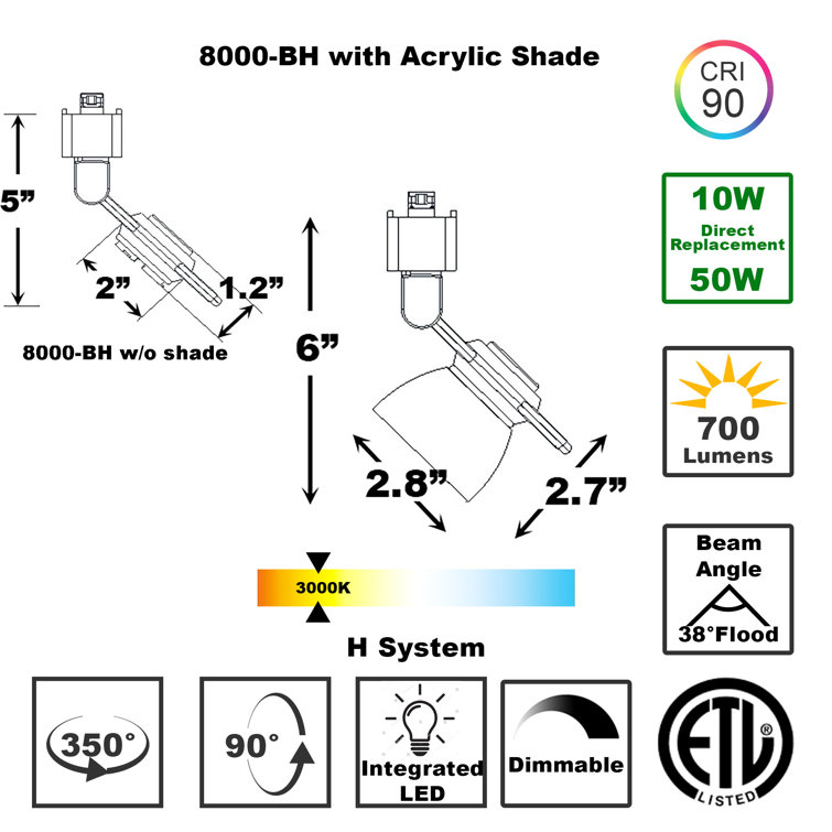 Direct-Lighting 44'' 3 -Light Standard Track Lighting Track Kit with ...