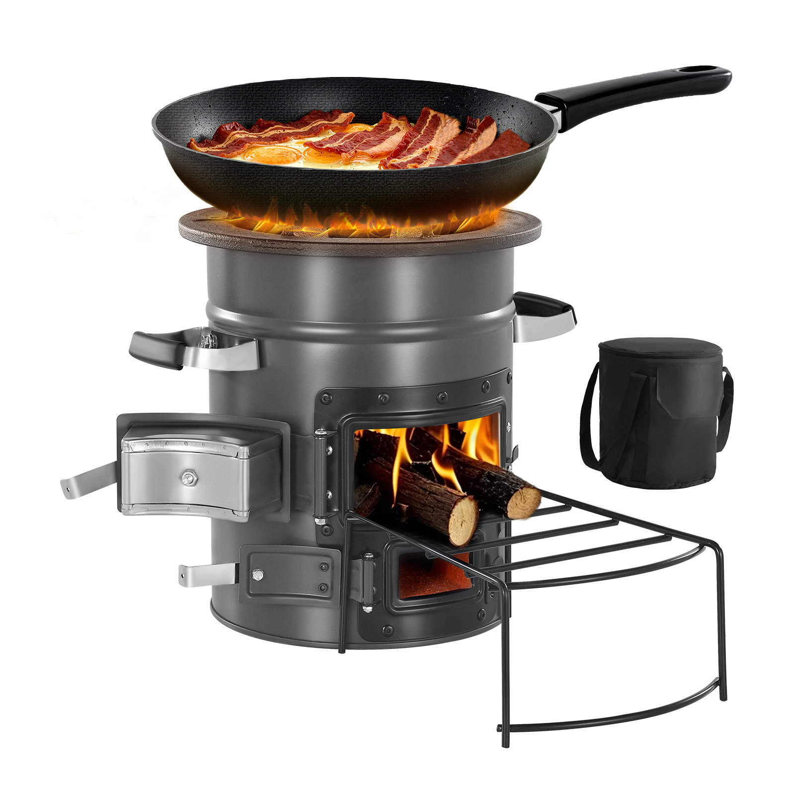 VEVOR Camping Rocket Stove Wood Burning Portable Rocket Stove with ...