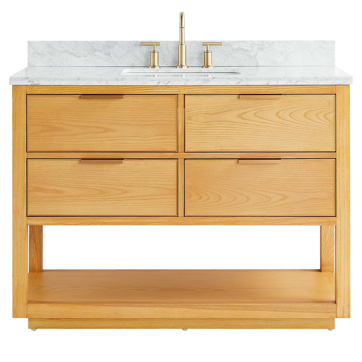 TileBar Dayton 48" Woodgrain Vanity With Carrara Marble Top | Perigold