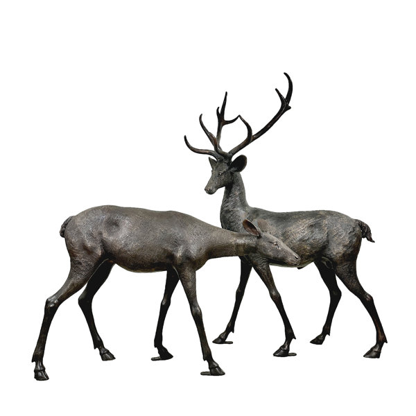 Metropolitan Galleries Bronze Buck and Doe 2 Piece Sculpture Set | Perigold