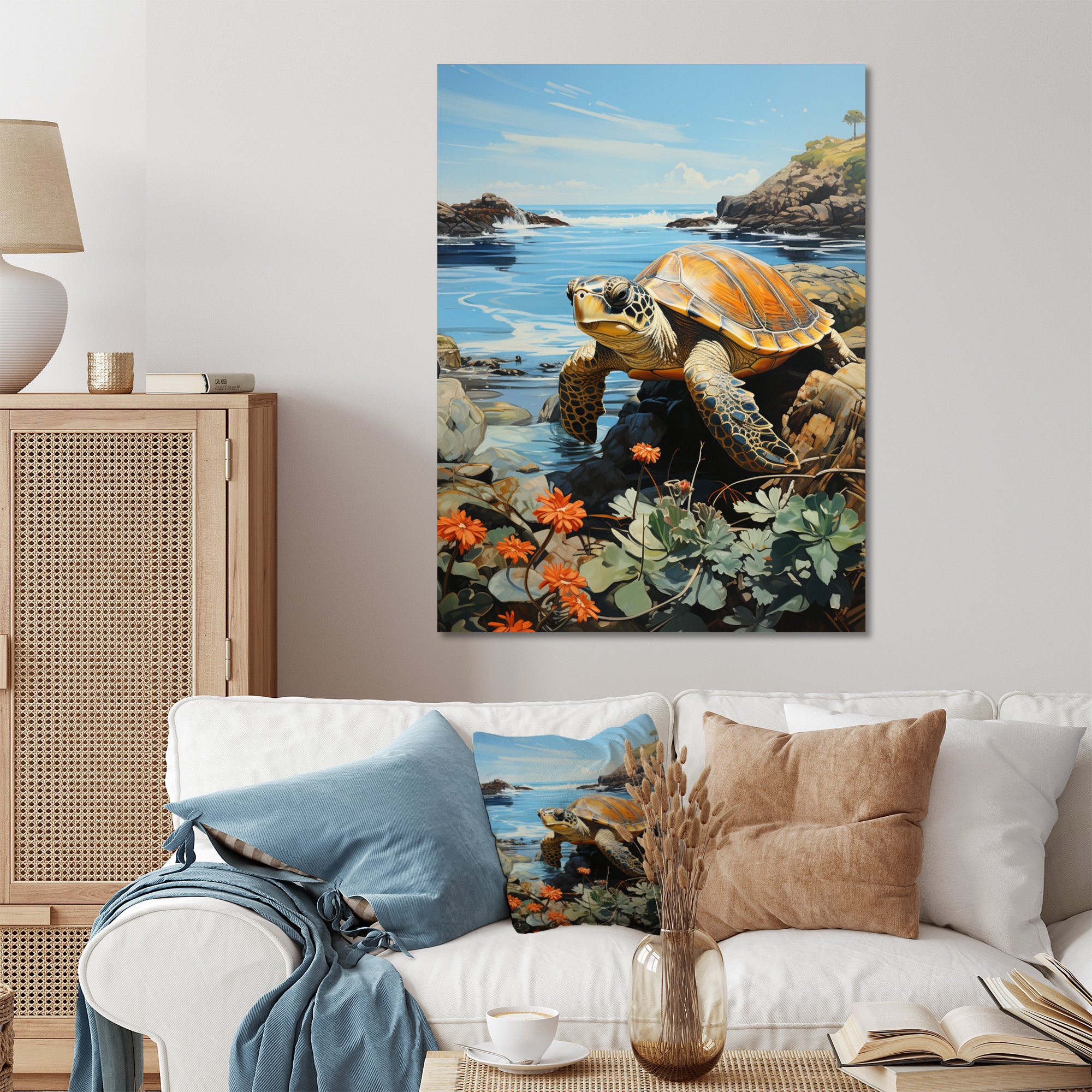 Latitude Run® Turtle Portrait Geometric I - Animals Turtle Metal Wall ...