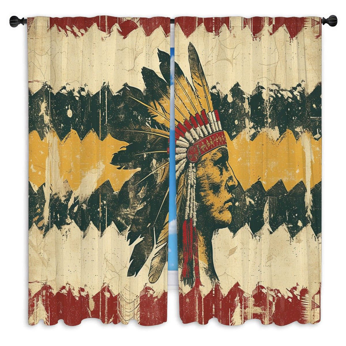 East Urban Home Native American Window Curtains Portraiture Cultural ...