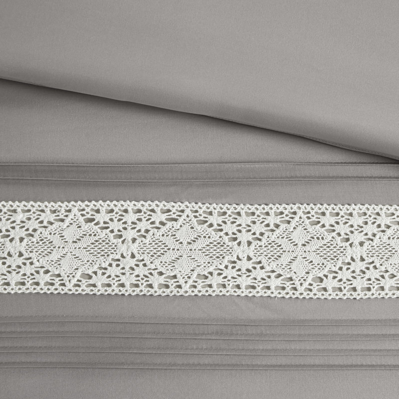 Madison Park Lacey 7 Piece Lace Trim Comforter Set with Throw Pillows ...