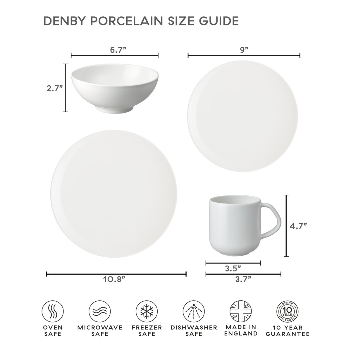 Denby Porcelain Porcelain Classic White China Dinnerware - Set of 12 ...