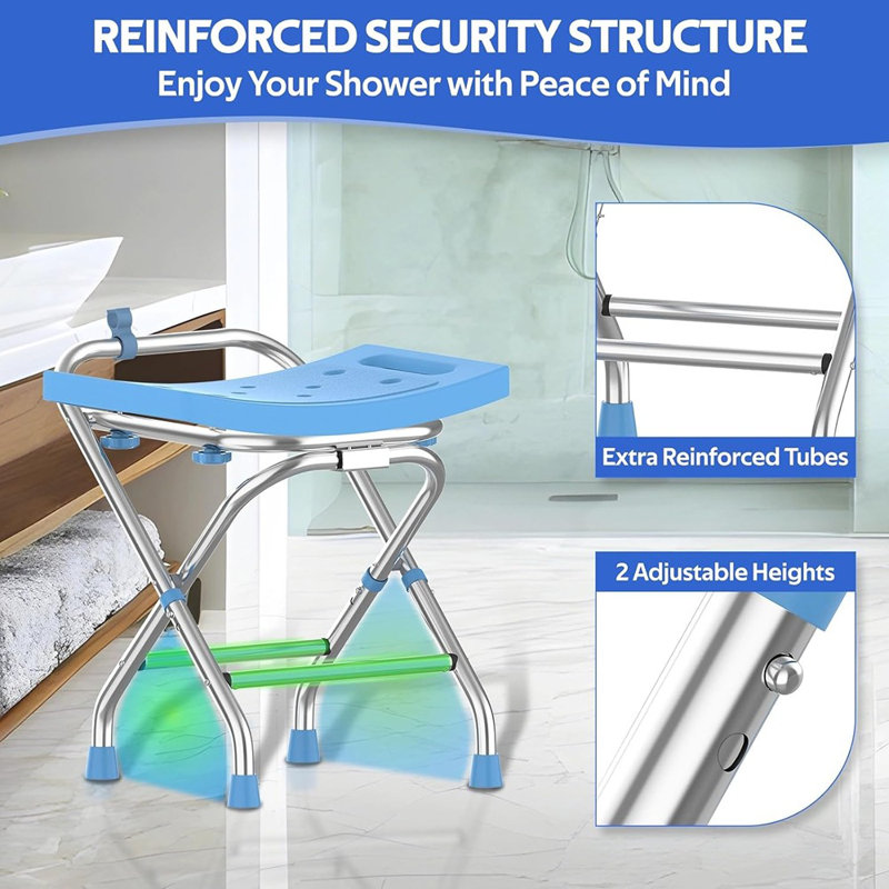Rebrilliant Folding Shower Seat - Stainless Steel Shower Chair For ...