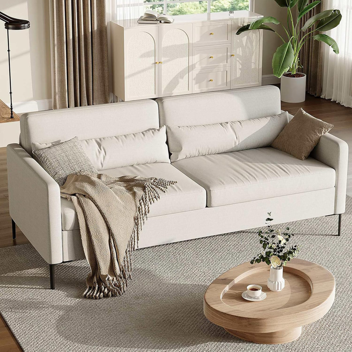 Wrought Studio™ 80 Inch Sofa Couch With Extra Deep Seats, 3 Seater Sofa ...