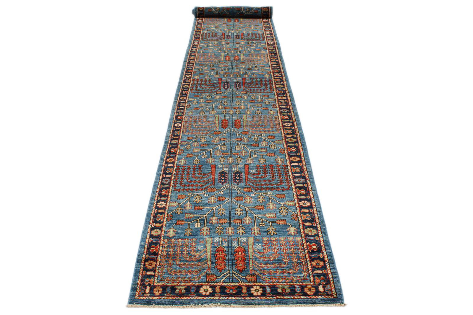 Home and Rugs 3x18 Navy and Multicolor Anatolian Traditional Runner ...