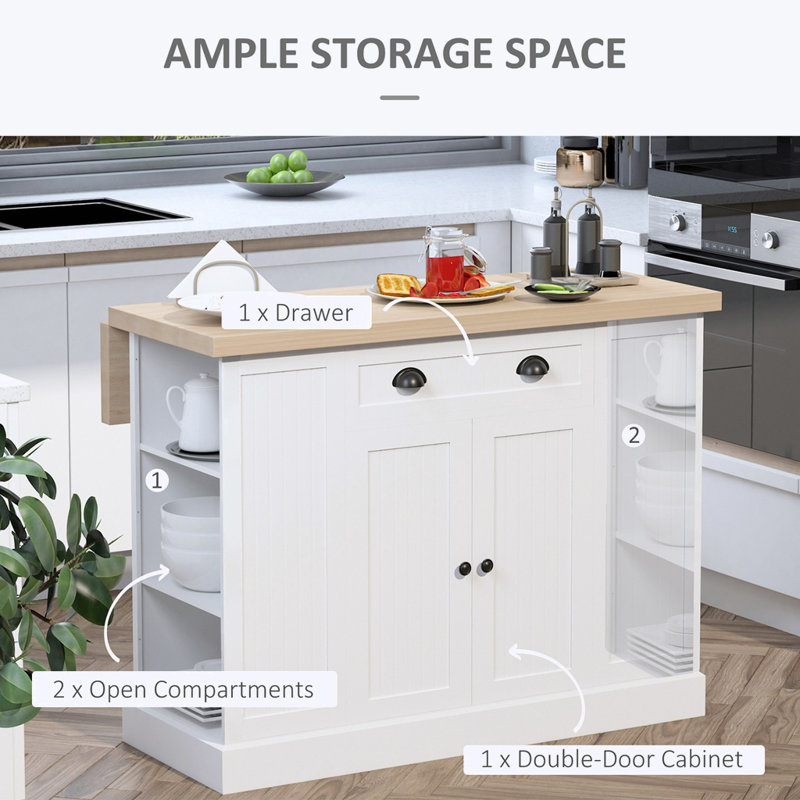 Gracie Oaks Kitchen Countertop Storage Cabinet with Drop Leaf | Wayfair
