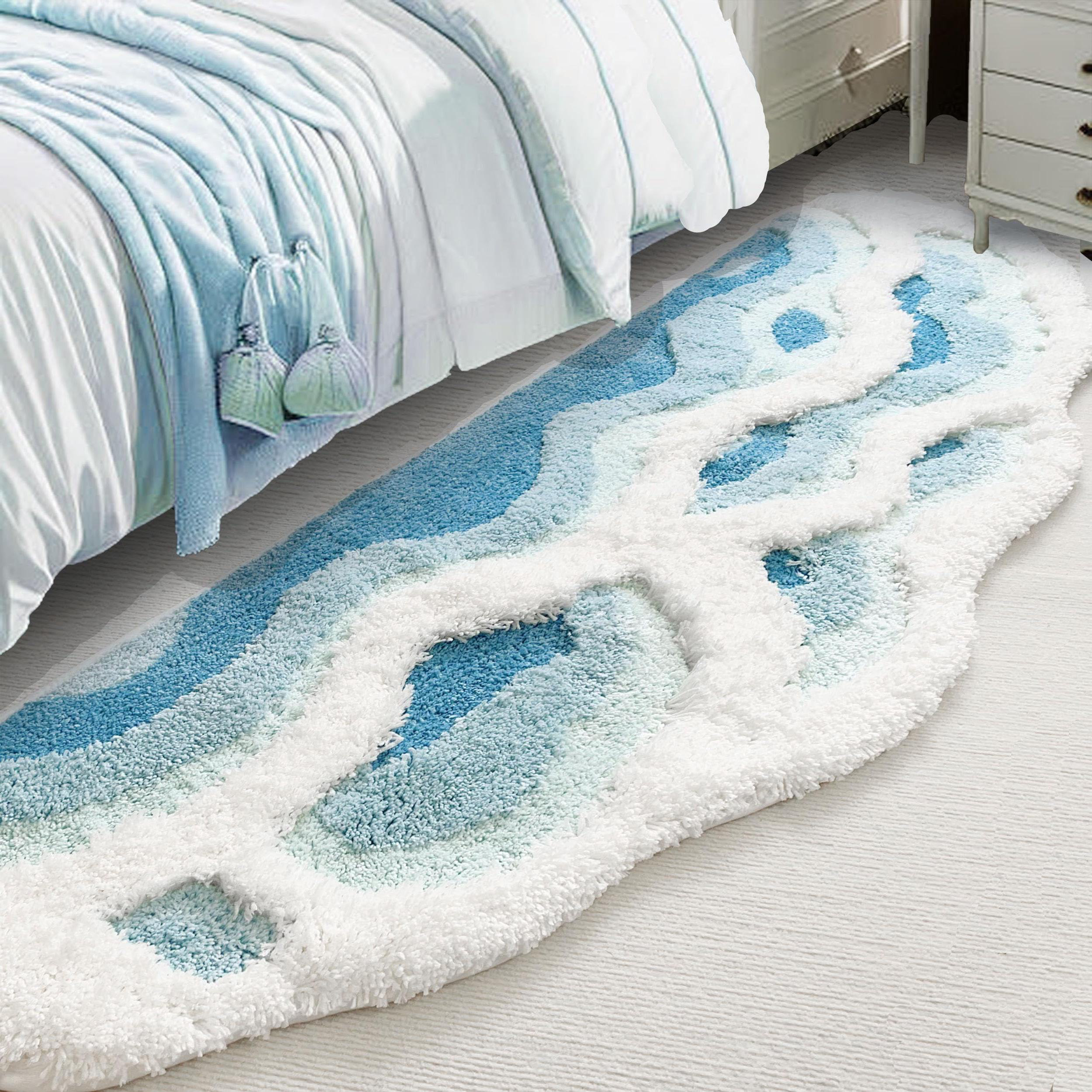 VOMGEB1 Soft Shag 3D Wave Moss Bedside Rug | Wayfair