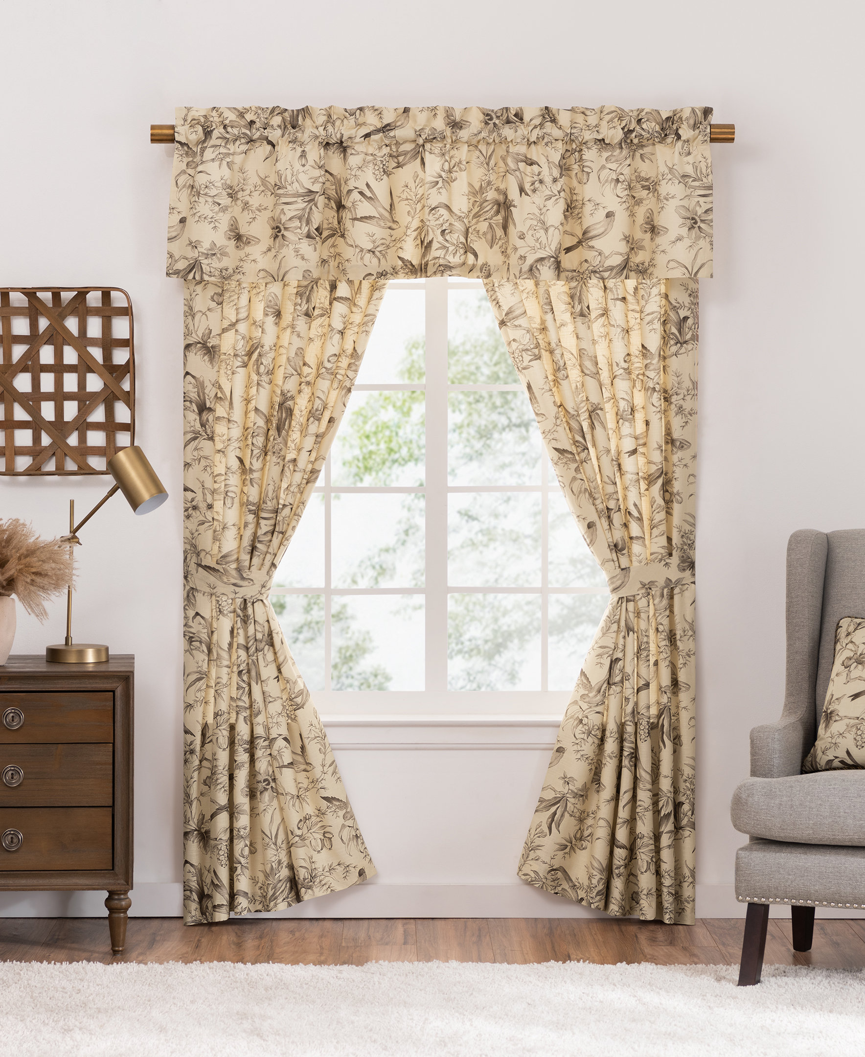 Rose Tree Bird Paradise Tailored Window Valance | Wayfair