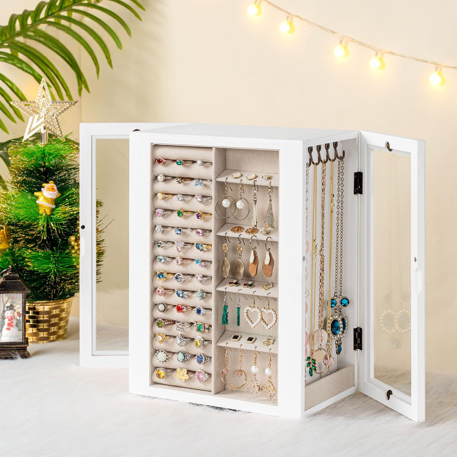 Latitude Run® 360° Rotating Jewelry Box, Vintage Wooden Large Jewelry ...