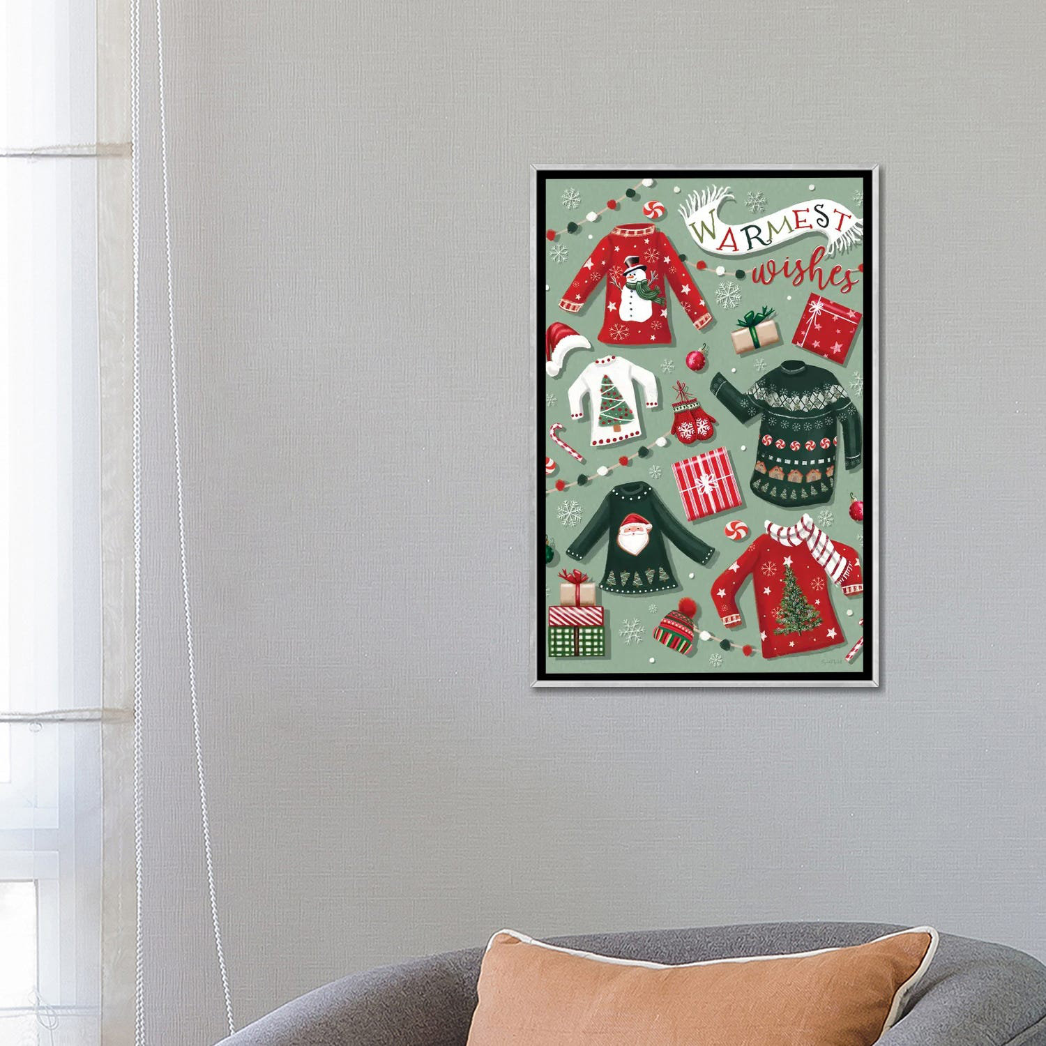 The Holiday Aisle® Warmest Wishes Sweaters - Wall Art Print - Framed ...