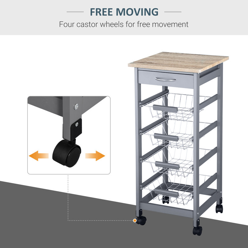 Winston Porter Raffles Wood Kitchen Cart & Reviews | Wayfair