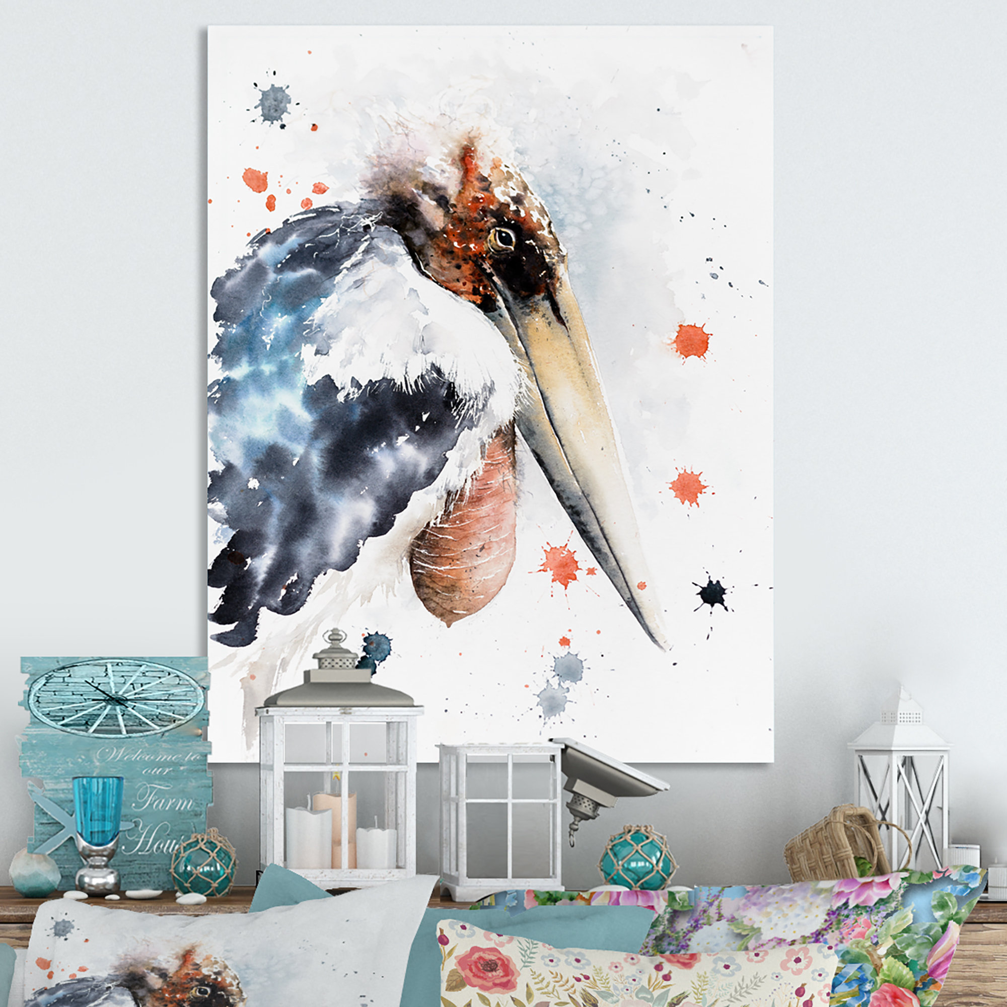 Highland Dunes Abstract Portrait of Marabou Stork - Picture Frame Print ...