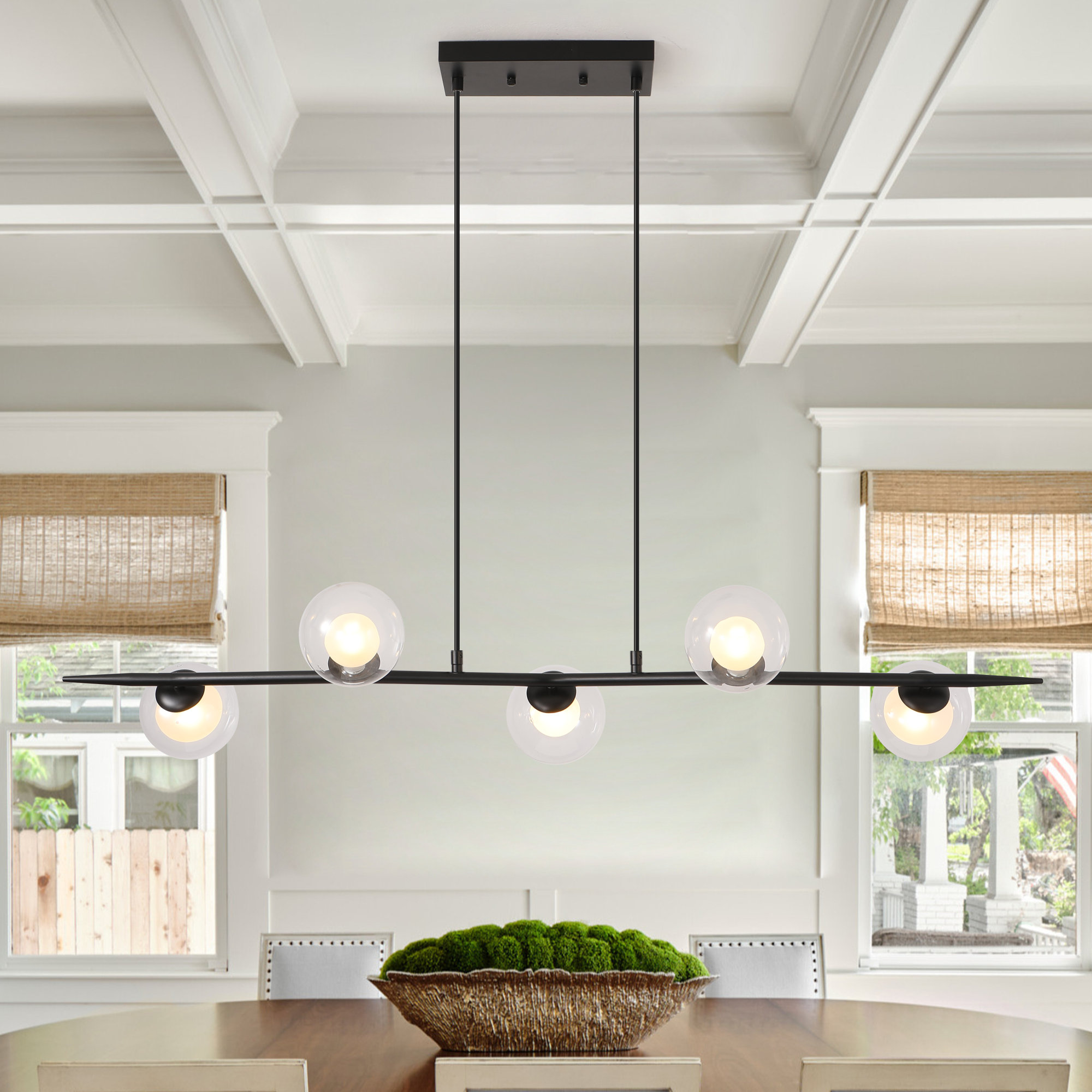 George Oliver 5 - Light Glass Linear Kitchen Island Pendant Light ...