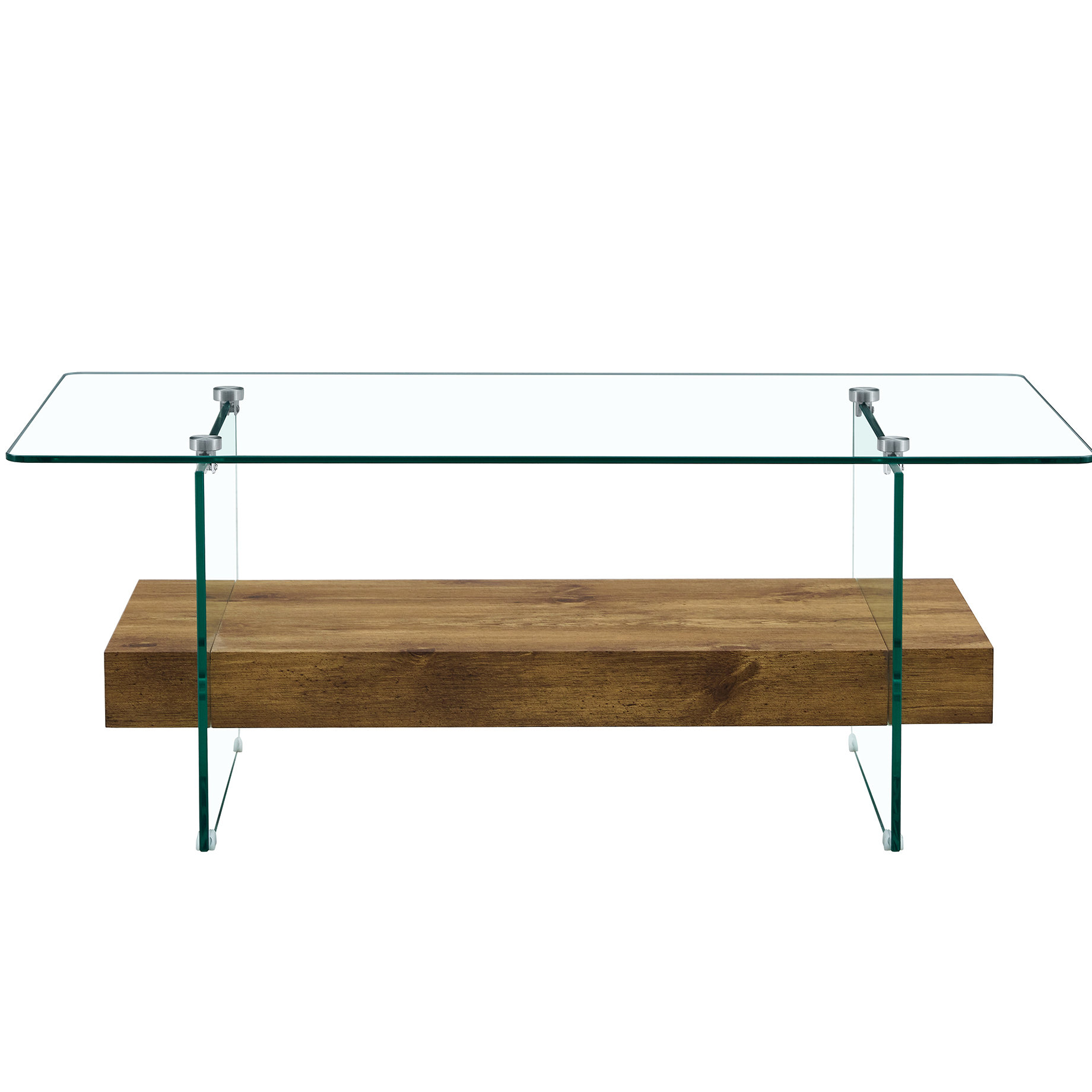 Ivy Bronx 40.3-inch Double-layer Coffee Table With Transparent Glass ...