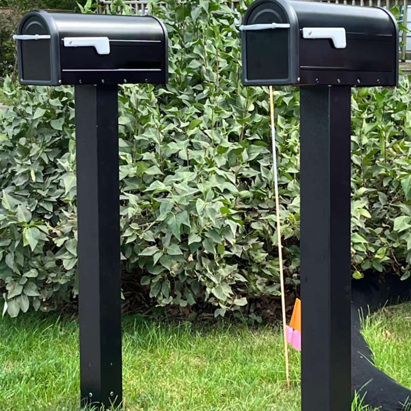AMIZOY Outside Mailbox Post, Steel Mailbox Stand, Powder-Coated Surface ...