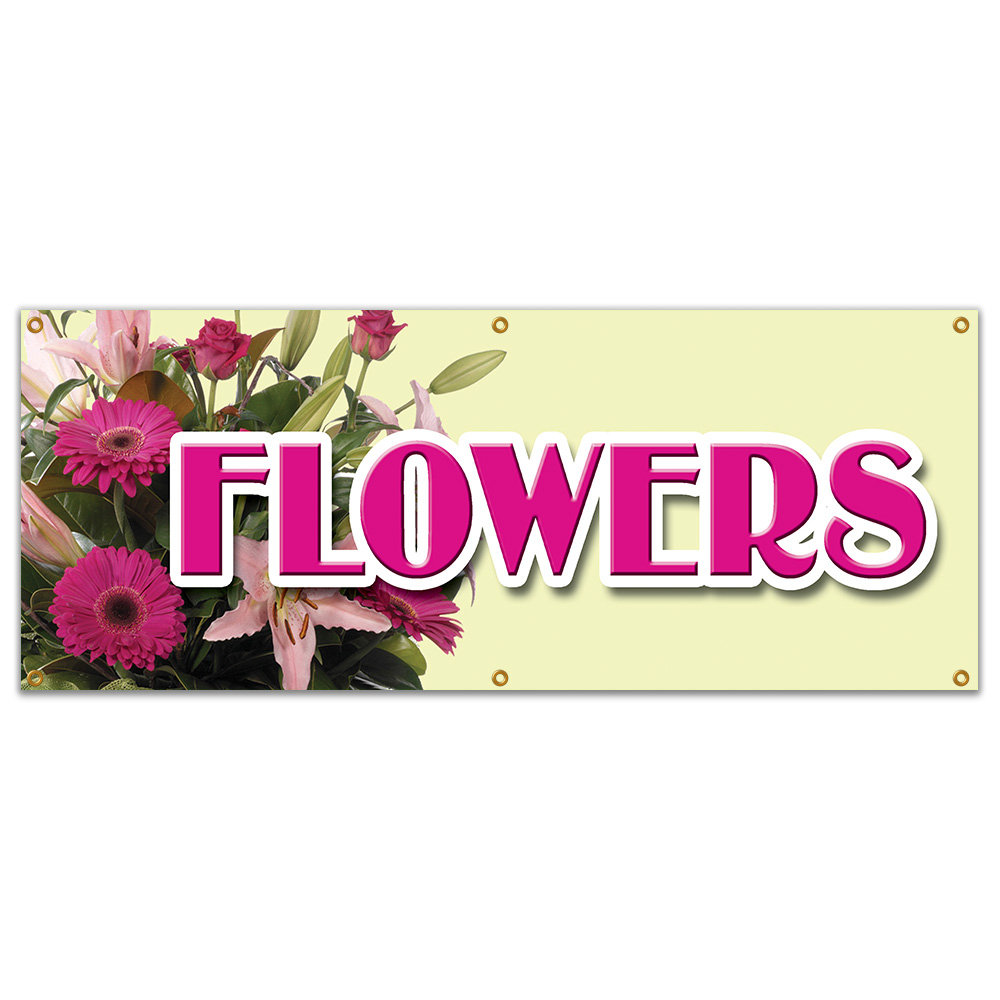 SignMission FLOWERS BANNER SIGN Floral Flower Shop Signs Florist Roses ...