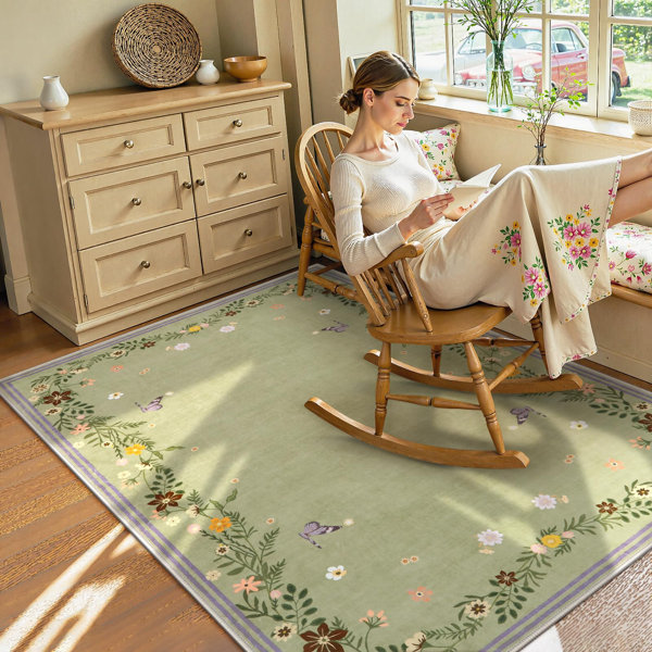 Lark Manor™ Floral Rugs For Bedroom, Soft Ultra-Thin Area Rugs 5X7 ...