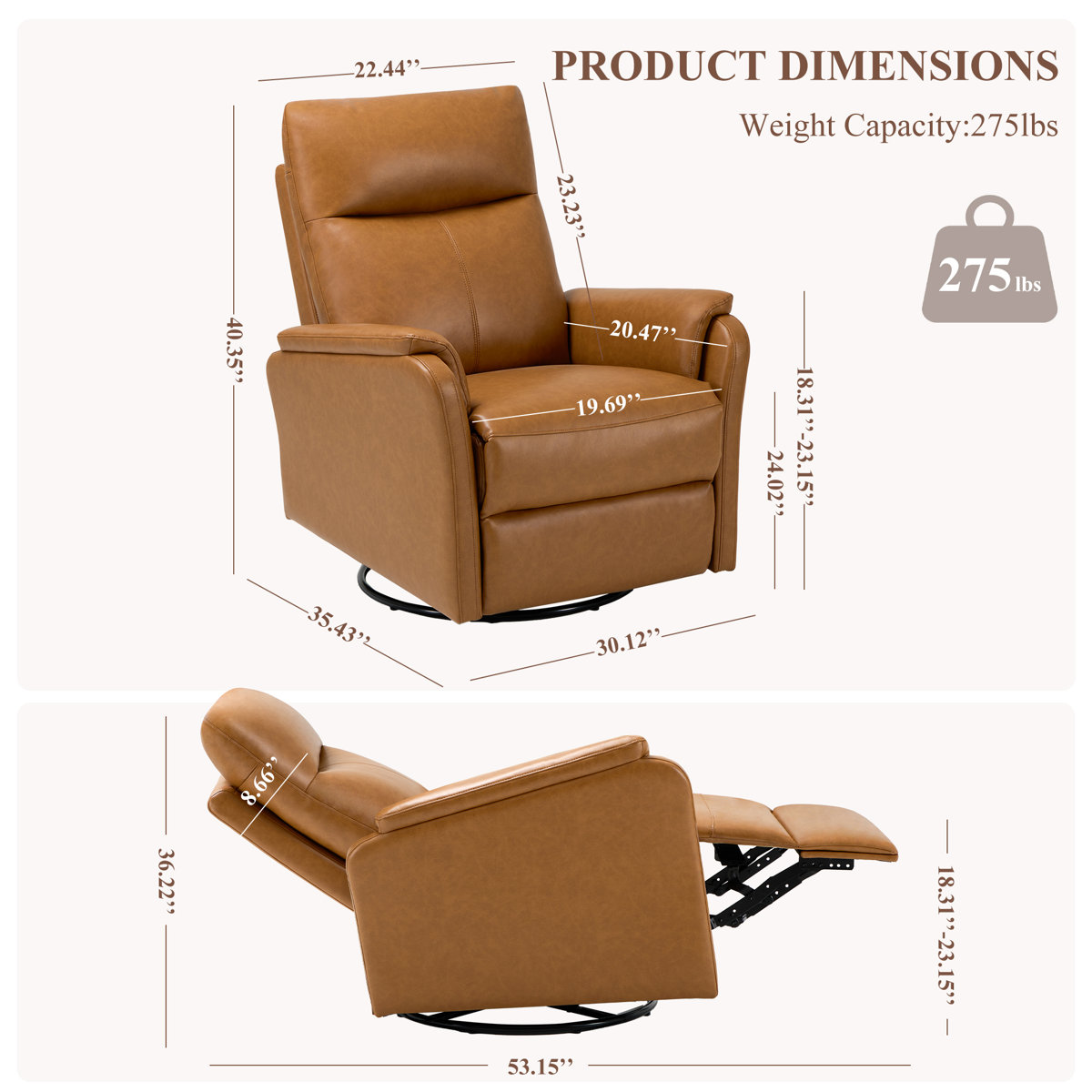 Latitude Run® Breathable Leather Swivel Rocker Recliner | Wayfair