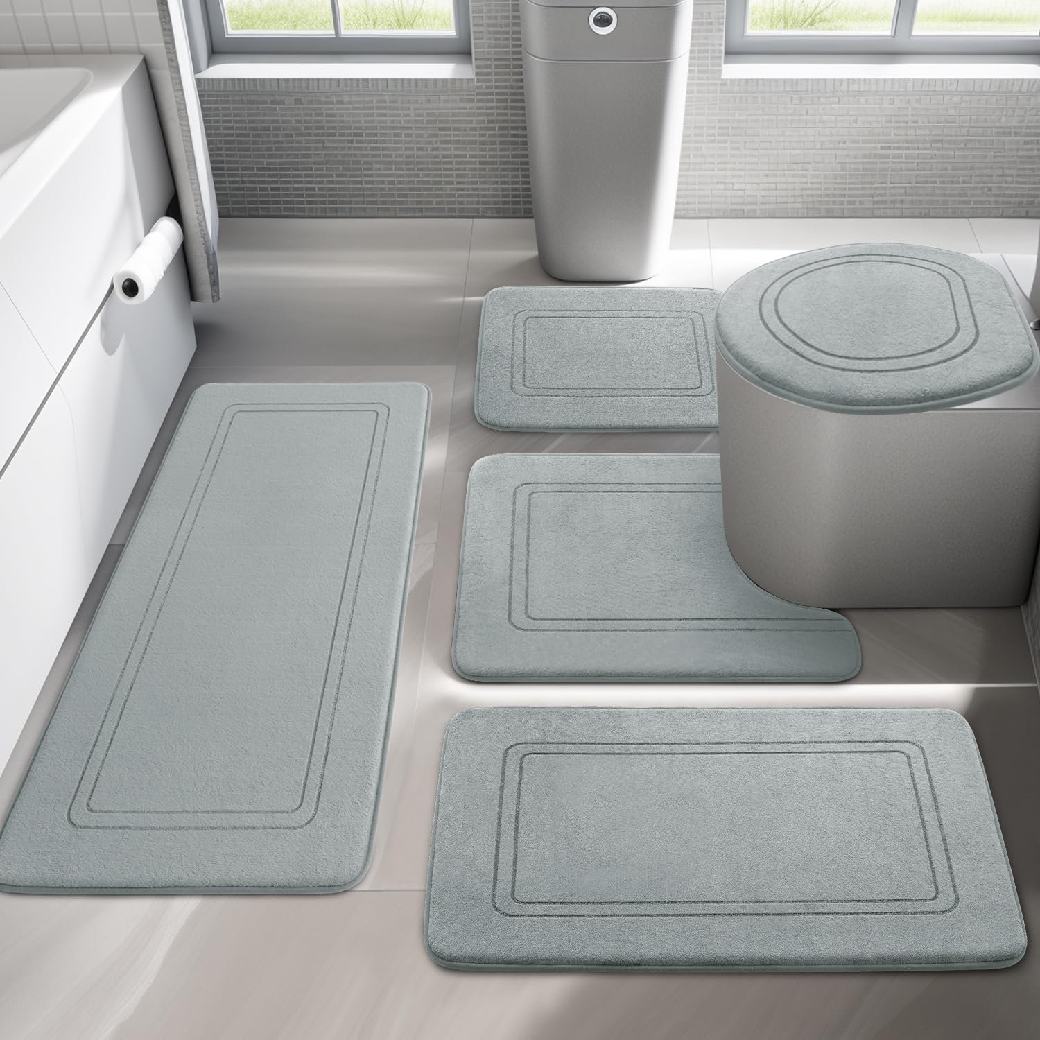 Evifol Memory Foam Bathroom Rug Set 5 Piece | Wayfair