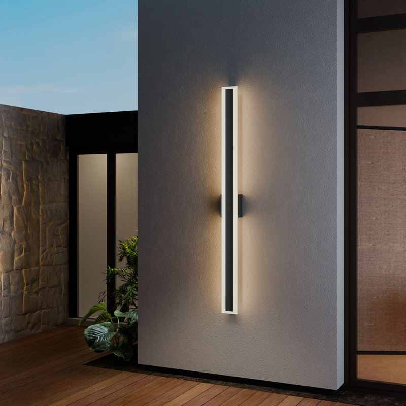 Wrought Studio™ Eljan New Upgrade Iron Outdoor LED Wall Light with Back ...