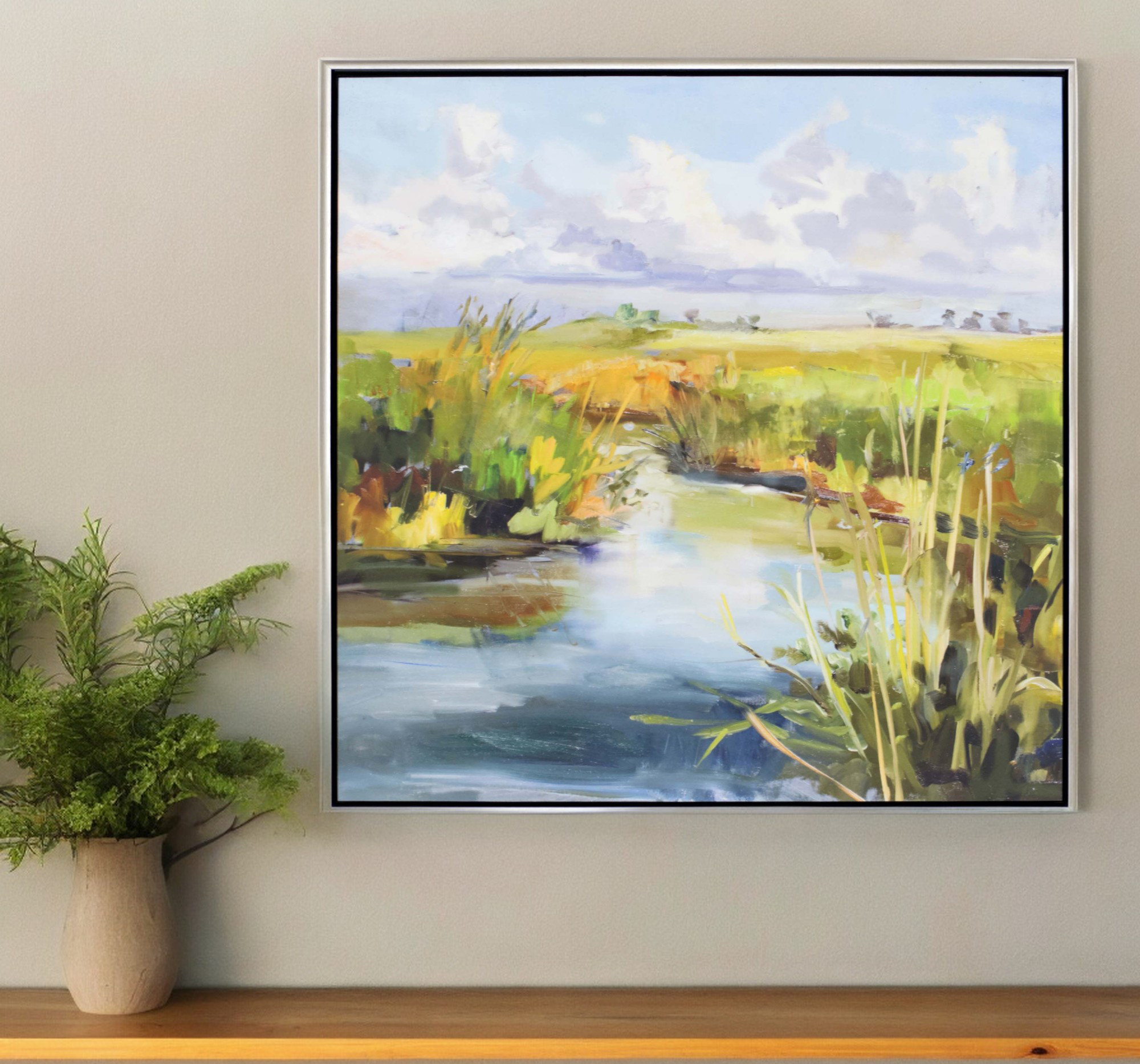 HomeRoots Afternoon Skies Silver Floater Frame Print Wall Art | Wayfair