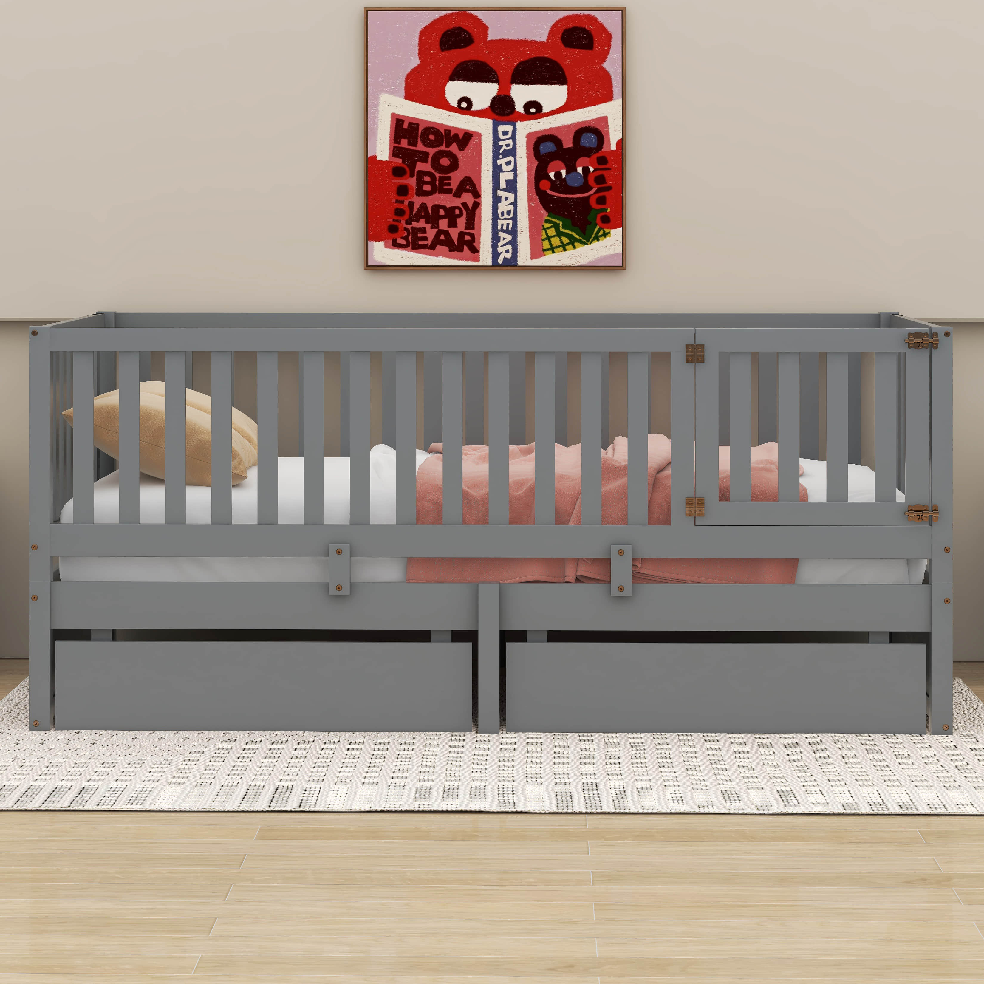 Lark Manor™ Crosdaile Wood Daybed With Fence Guardrails And 2 Drawers ...