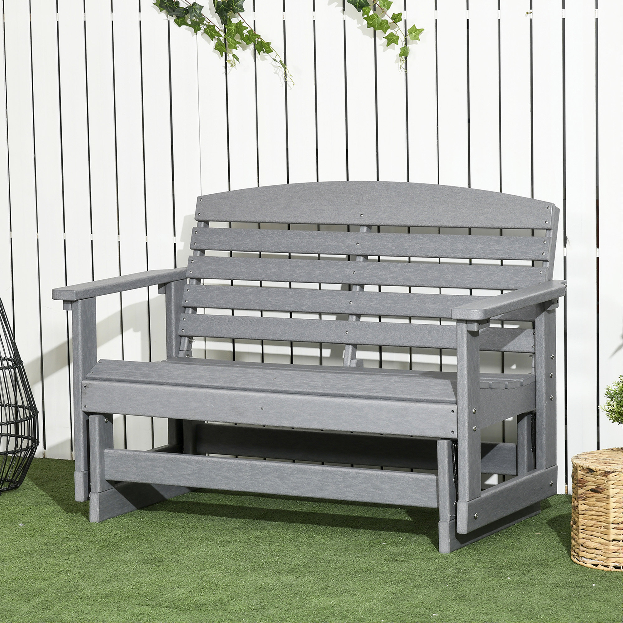 Red Barrel Studio 2-Person Outdoor Glider Bench Patio Double Swing ...