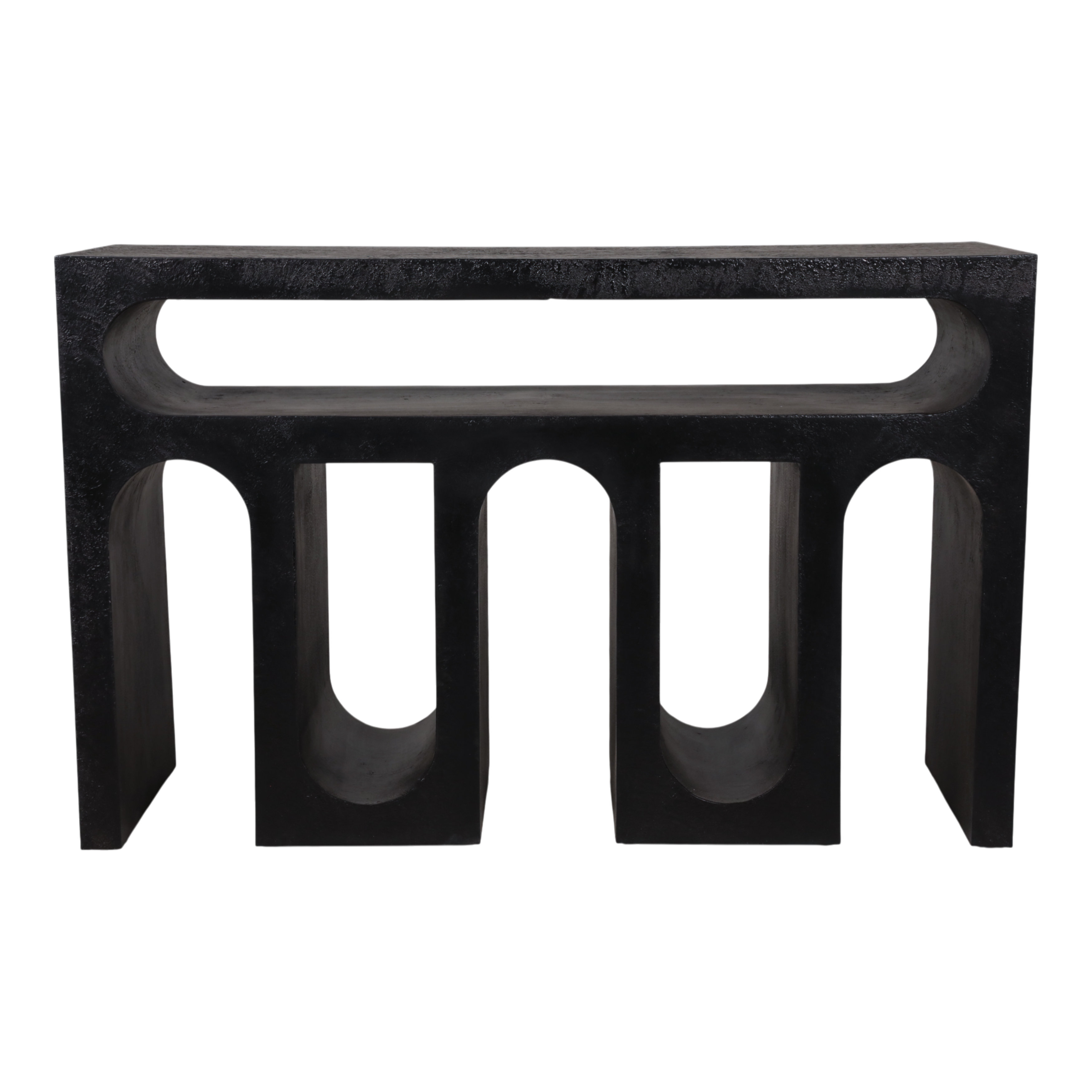 Brayden Studio® 47" Modern Arch Textured Console, Black | Wayfair