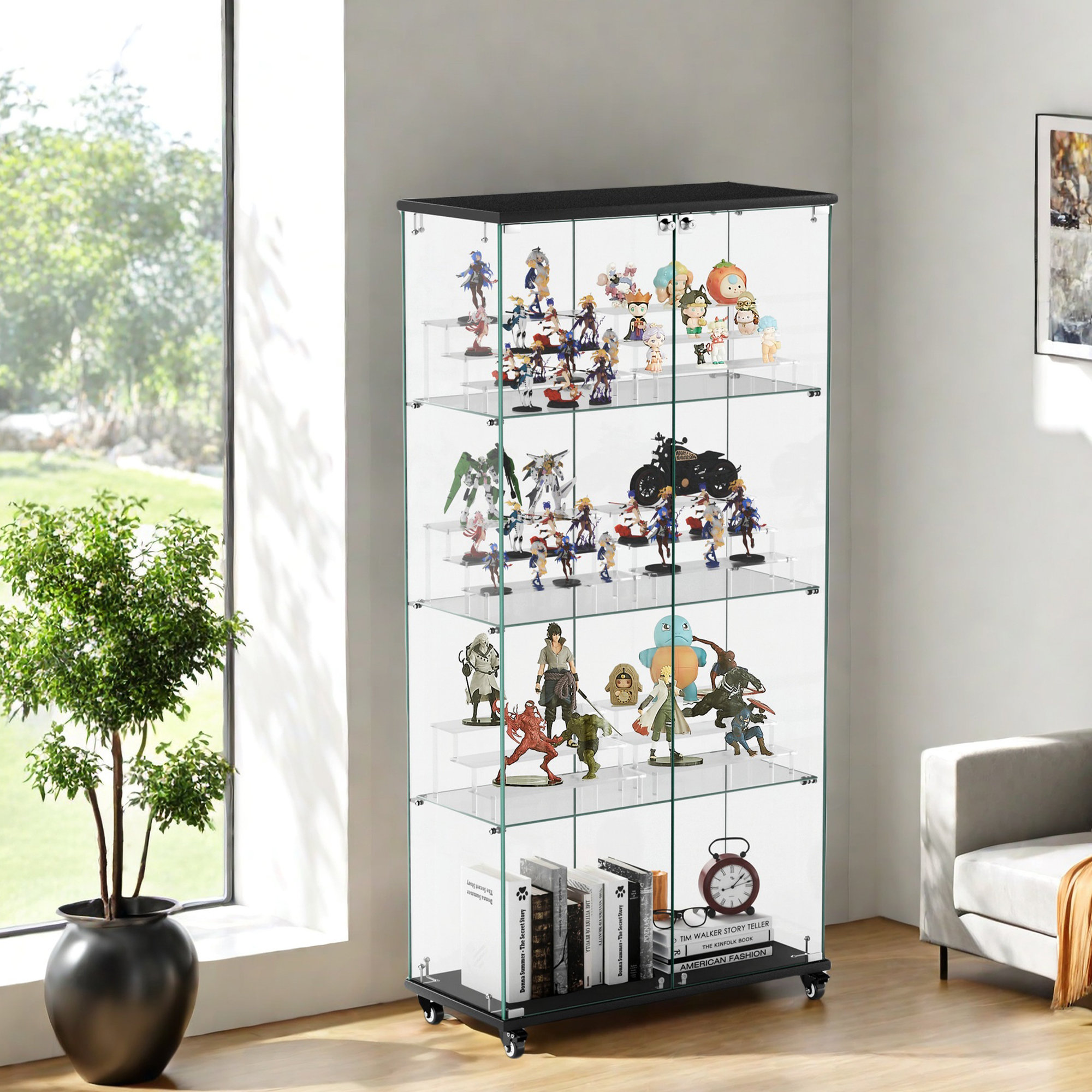 Best Robe Ever 4-Tier Glass Display Cabinet With Double Doors & Two ...