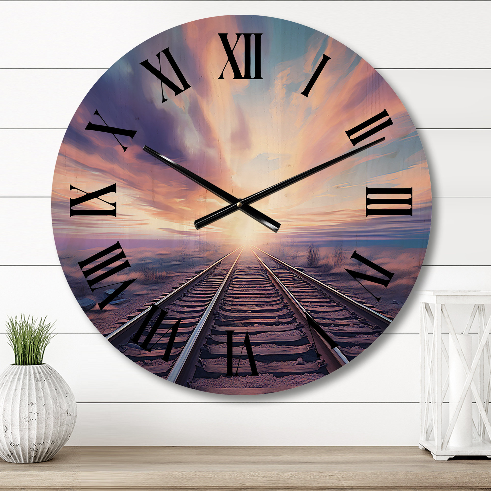 East Urban Home Purple Train Transcendent Tracks - Transportation ...