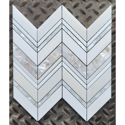 Mango Tile Seashell Herringbone Mosaic Wall Tile | Wayfair
