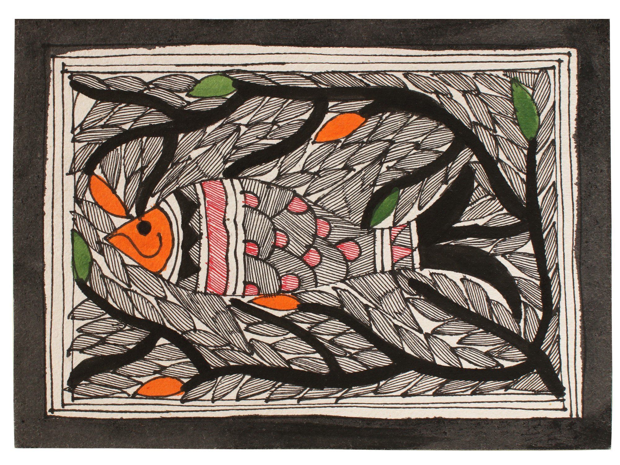 Bungalow Rose Ek Akeli Machli (The Lone Fish) Madhubani Painting On ...