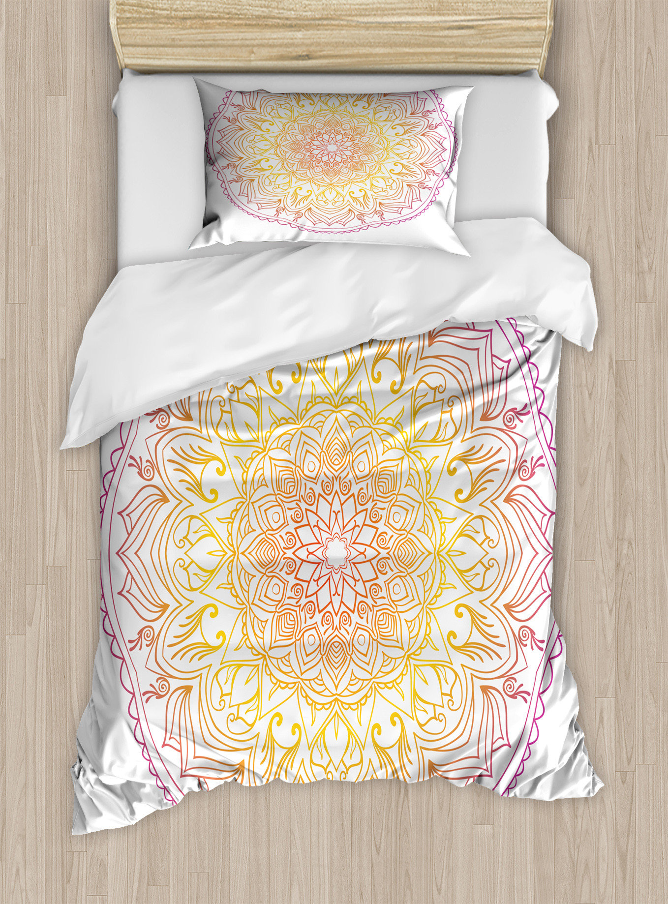Ambesonne Rainbow Mandala Duvet Cover Set, Eastern Flower, Twin, Violet ...