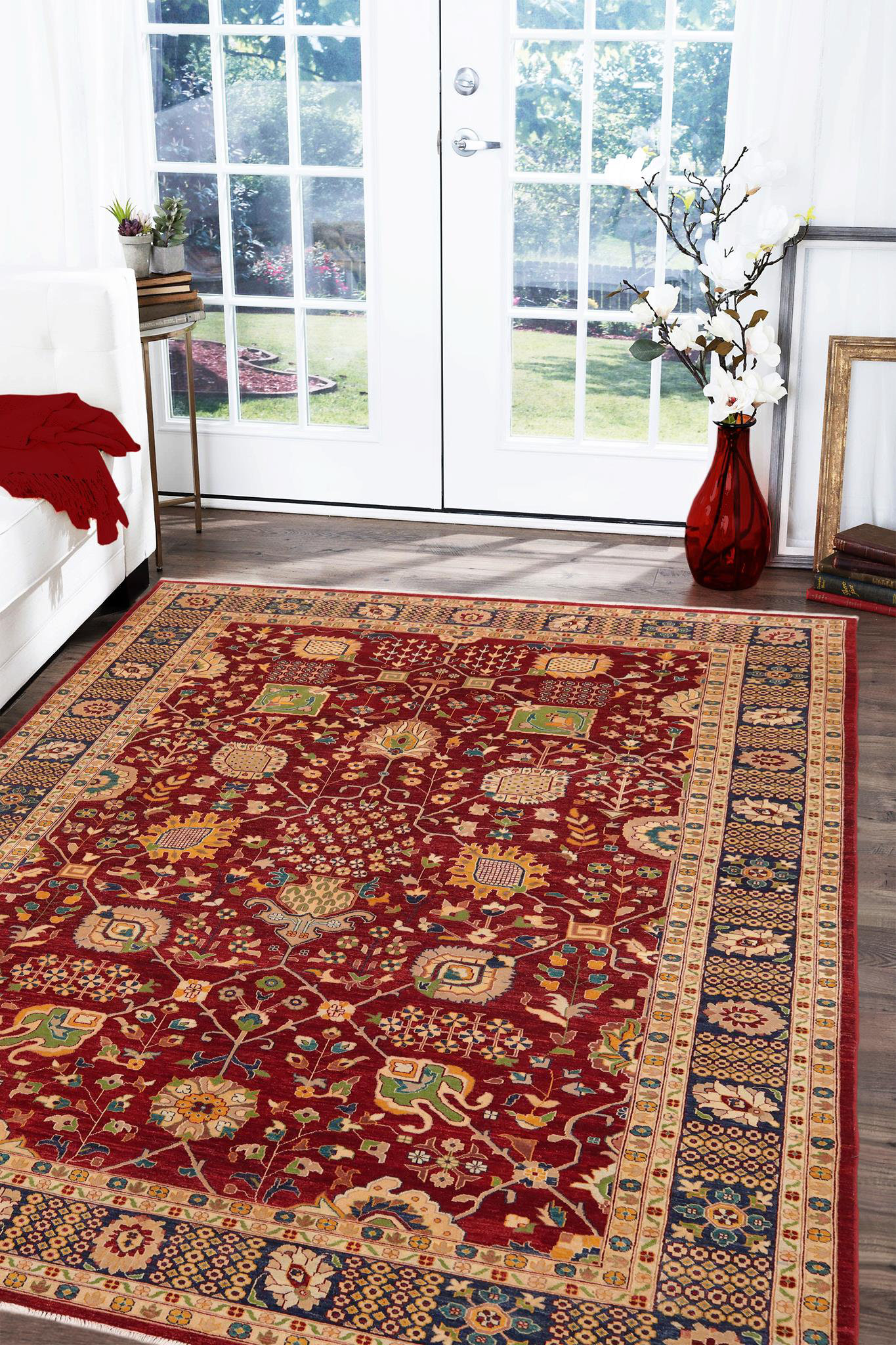 Isabelline Oriental Handmade Hand-Knotted Rectangle 10'" x 14'7" Wool ...