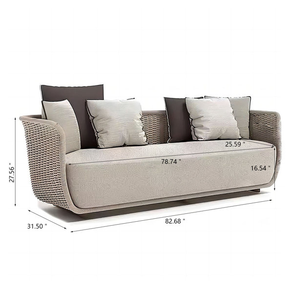 Recon Furniture 82.68'' Wide Outdoor Teak Rectangle Patio Sofa with ...