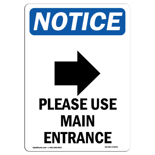 SignMission Please Use Main Entrance Sign | Wayfair